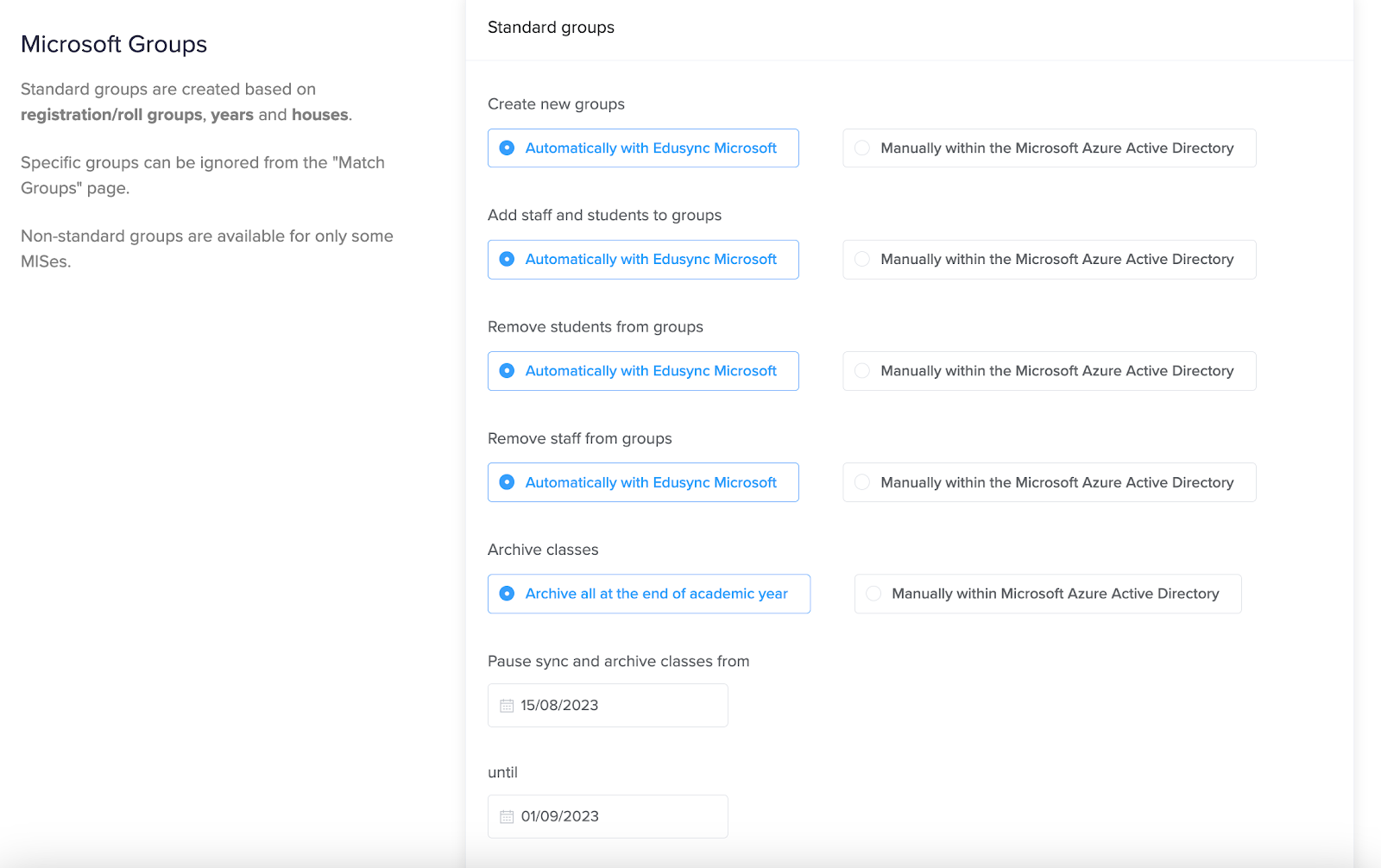 Edusync Microsoft settings explained – Edusync